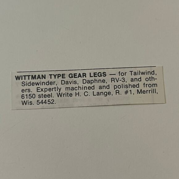 None and/or Unknown | Other | H C Lange Wittman Type Gear Legs Merrill ...